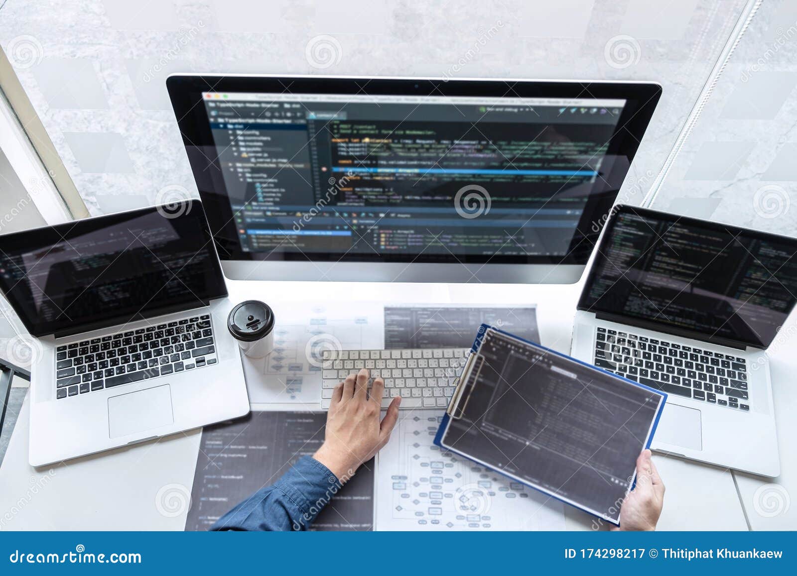 Developer Programmer Working On Project In Software Development