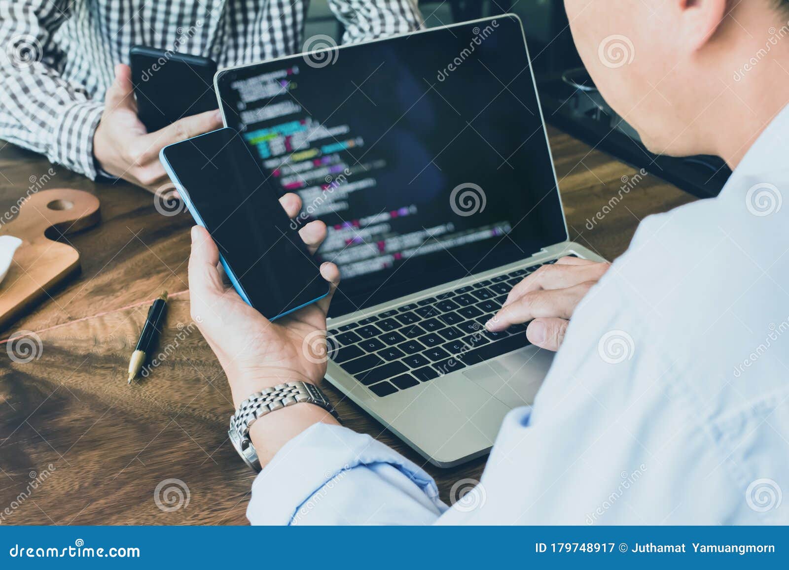Developer Programming And Coding Technology Smartphone And Computer Laptop Website Design