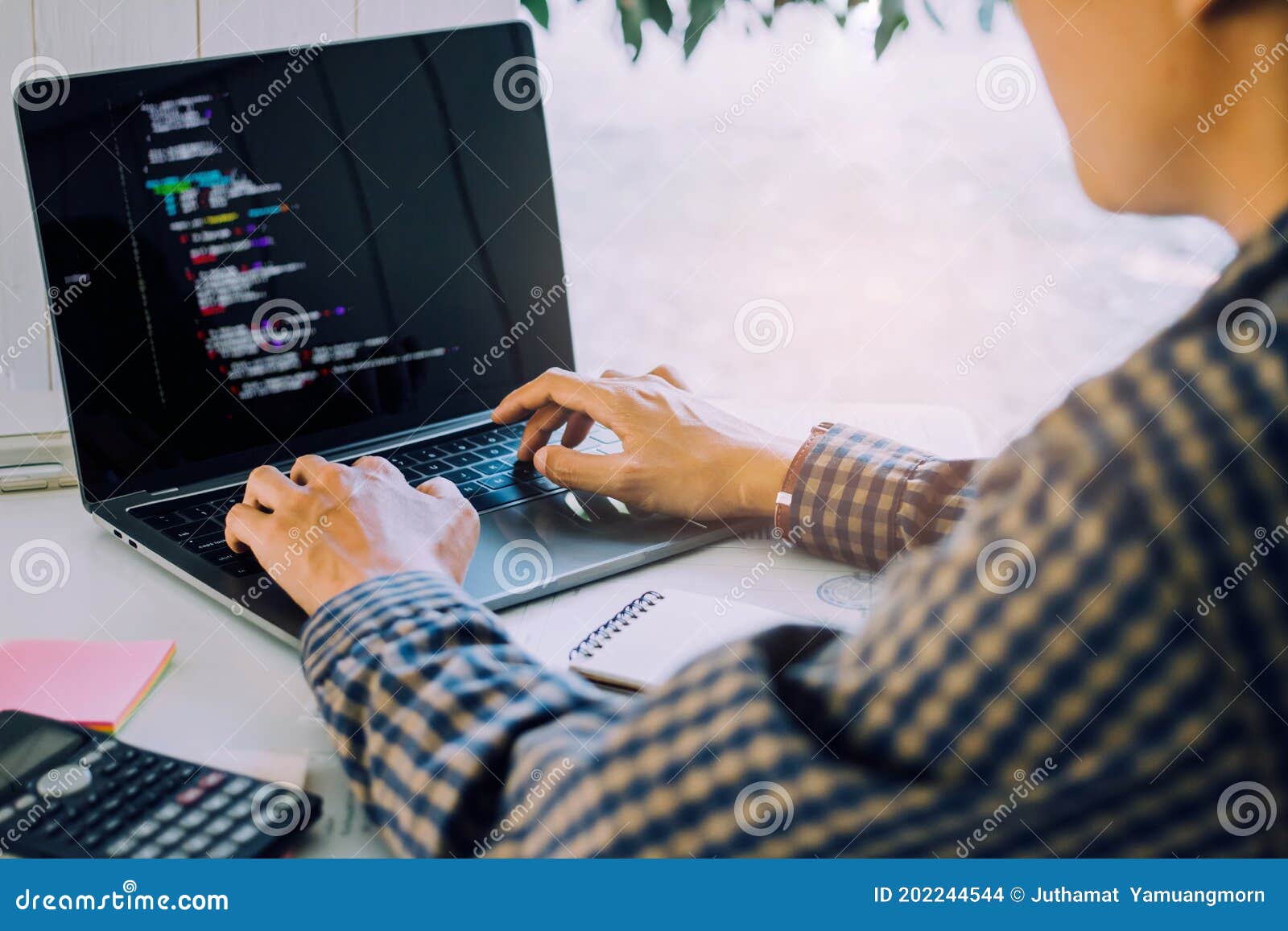 Developer Programming and Coding Technology. Website Design Safety of ...