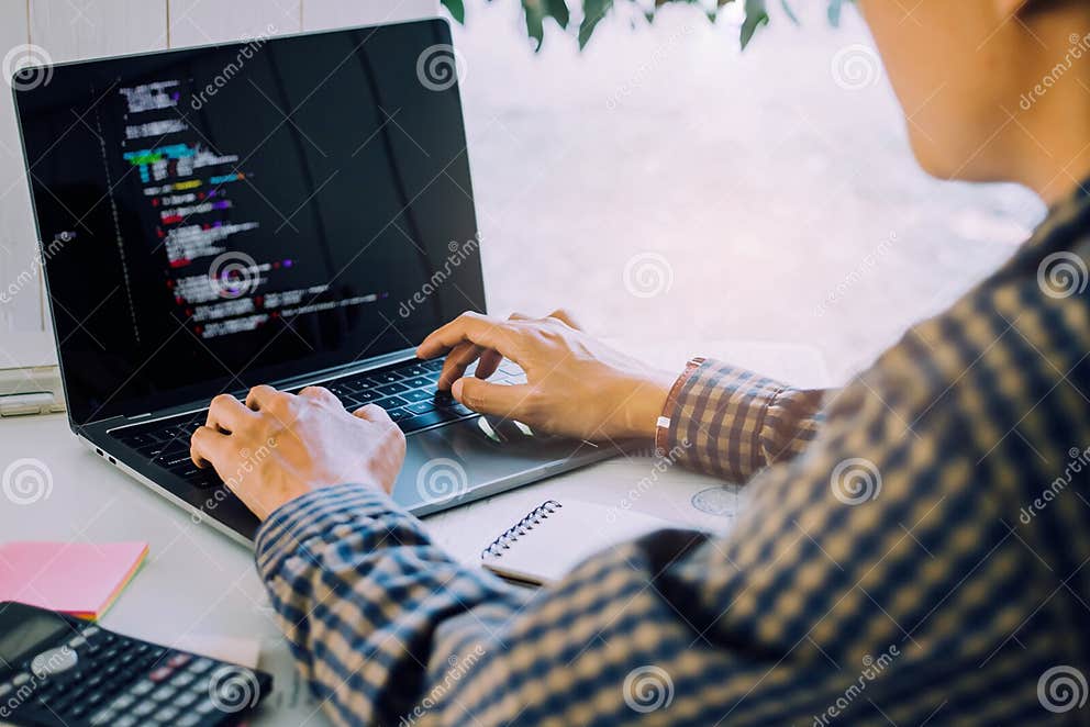 Developer Programming and Coding Technology. Website Design Safety of ...