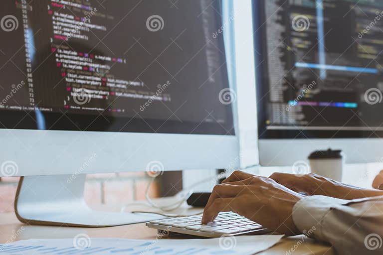 Developer Programming and Coding Technology. Website Design Safety of ...