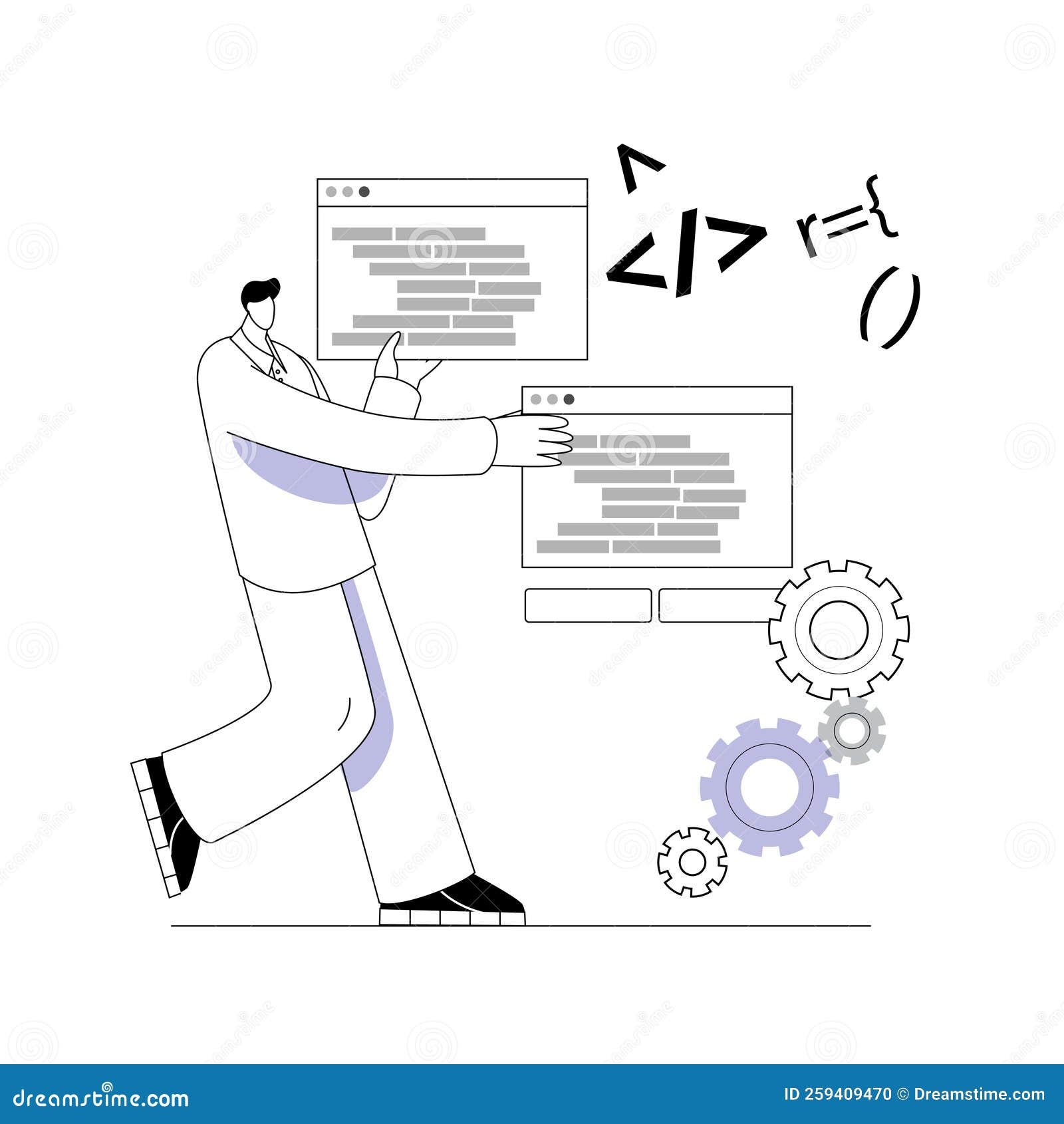 The Developer Programs the Application. Stock Vector - Illustration of ...