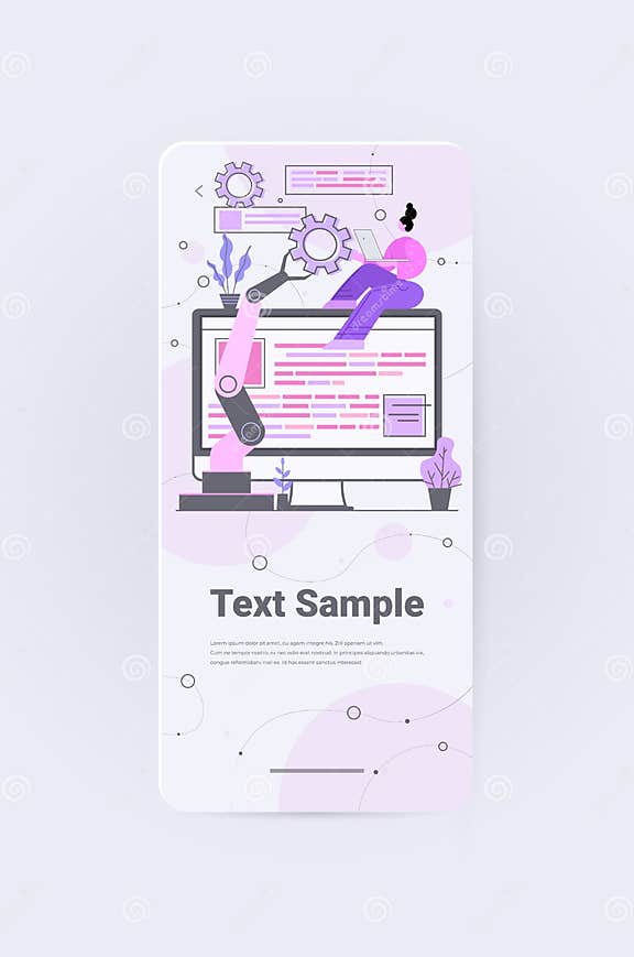 Developer with Robotic Hand Creating Mobile Website Ui Web Application Development Program ...