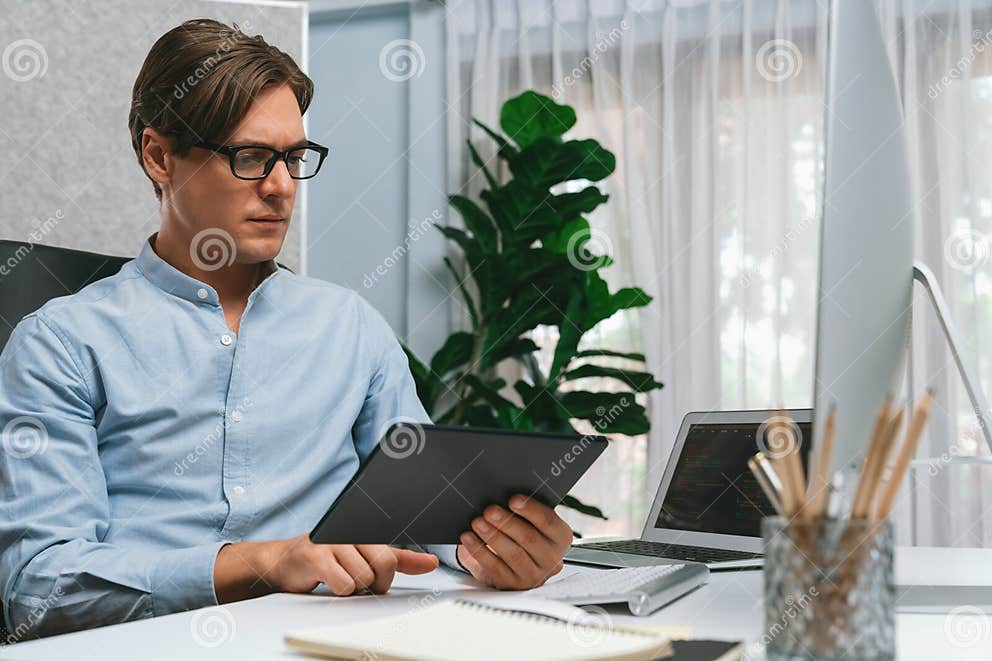 It Developer Selecting by Point on Coding Online Software. Pecuniary. Stock Photo - Image of ...