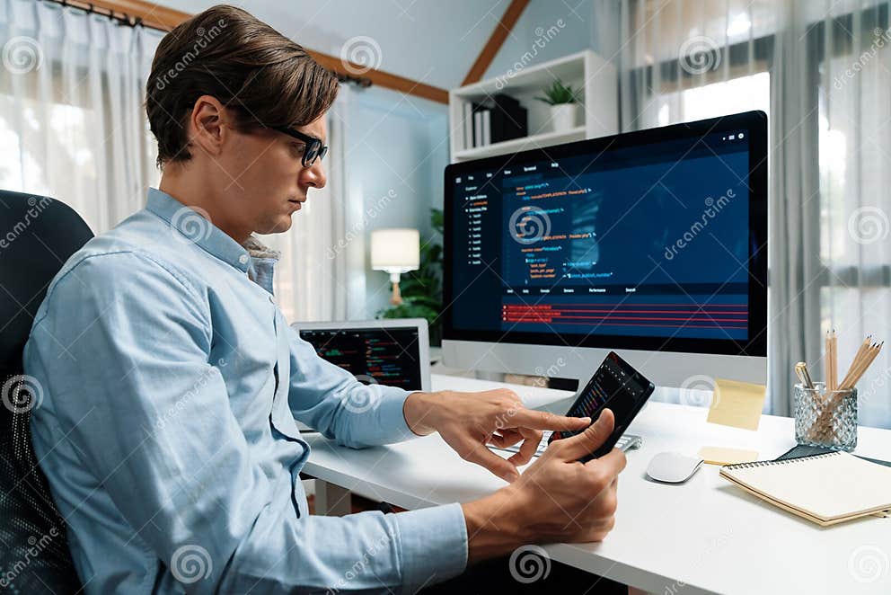 It Developer Selecting by Point on Coding Online Software. Pecuniary. Stock Image - Image of ...