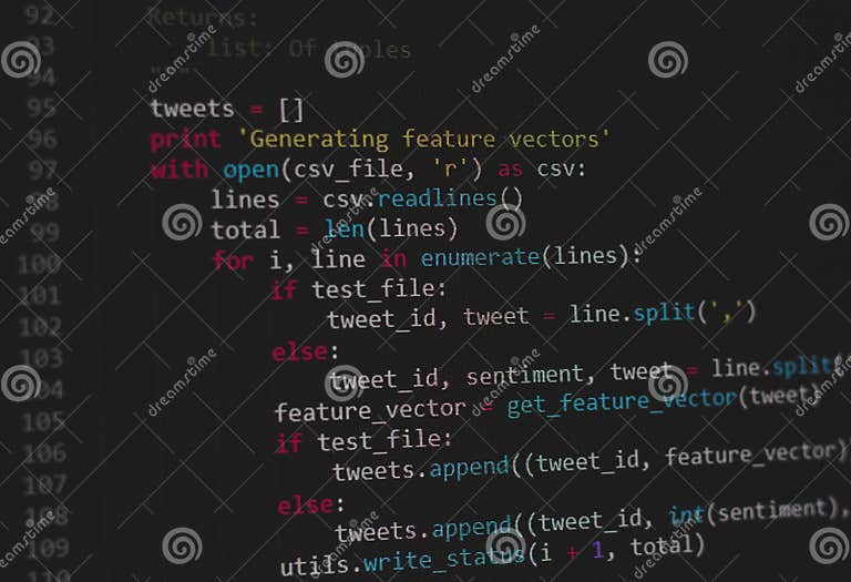 Developer Software Source Code on Monitor Screen. Writing Script of Software Developer. Program ...