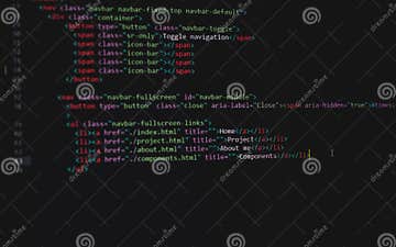 Developer Software Source Code on Monitor Screen. Writing Script of Software Developer. Program ...