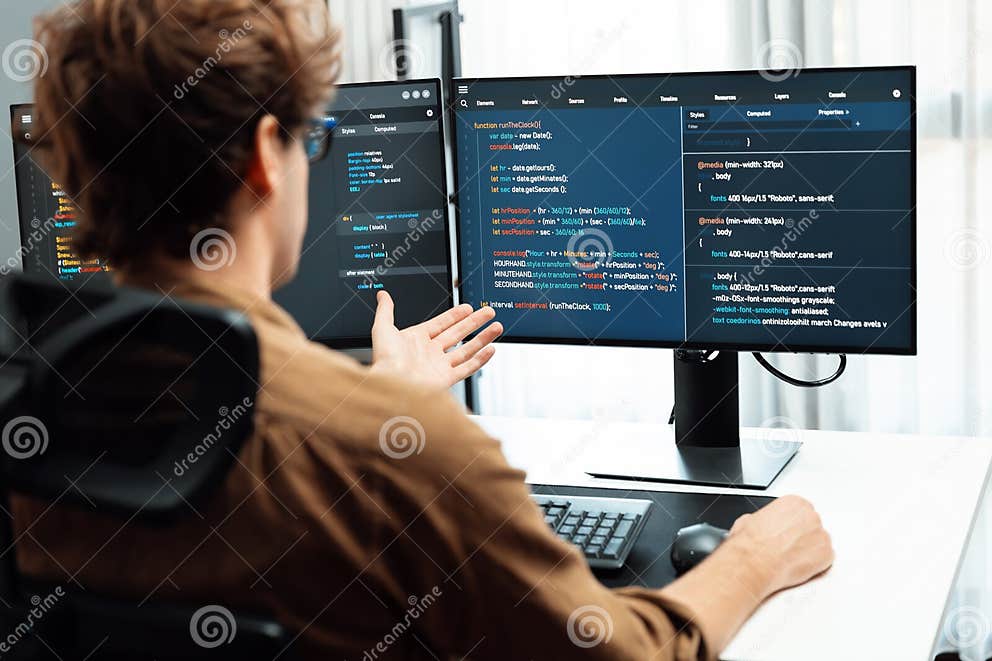 It Developer with Stressful Overworked in Creating Online Software Code ...