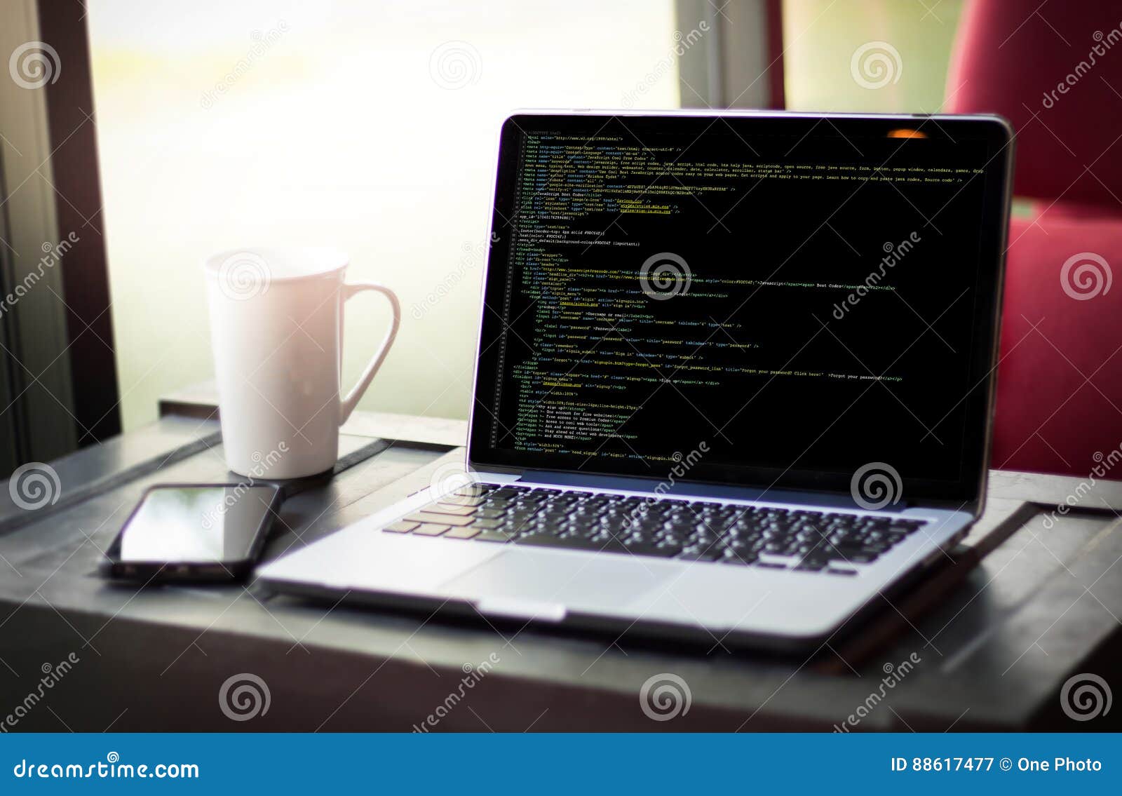 Developer Team Working Laptop Computer Mobile Application Softw Stock ...