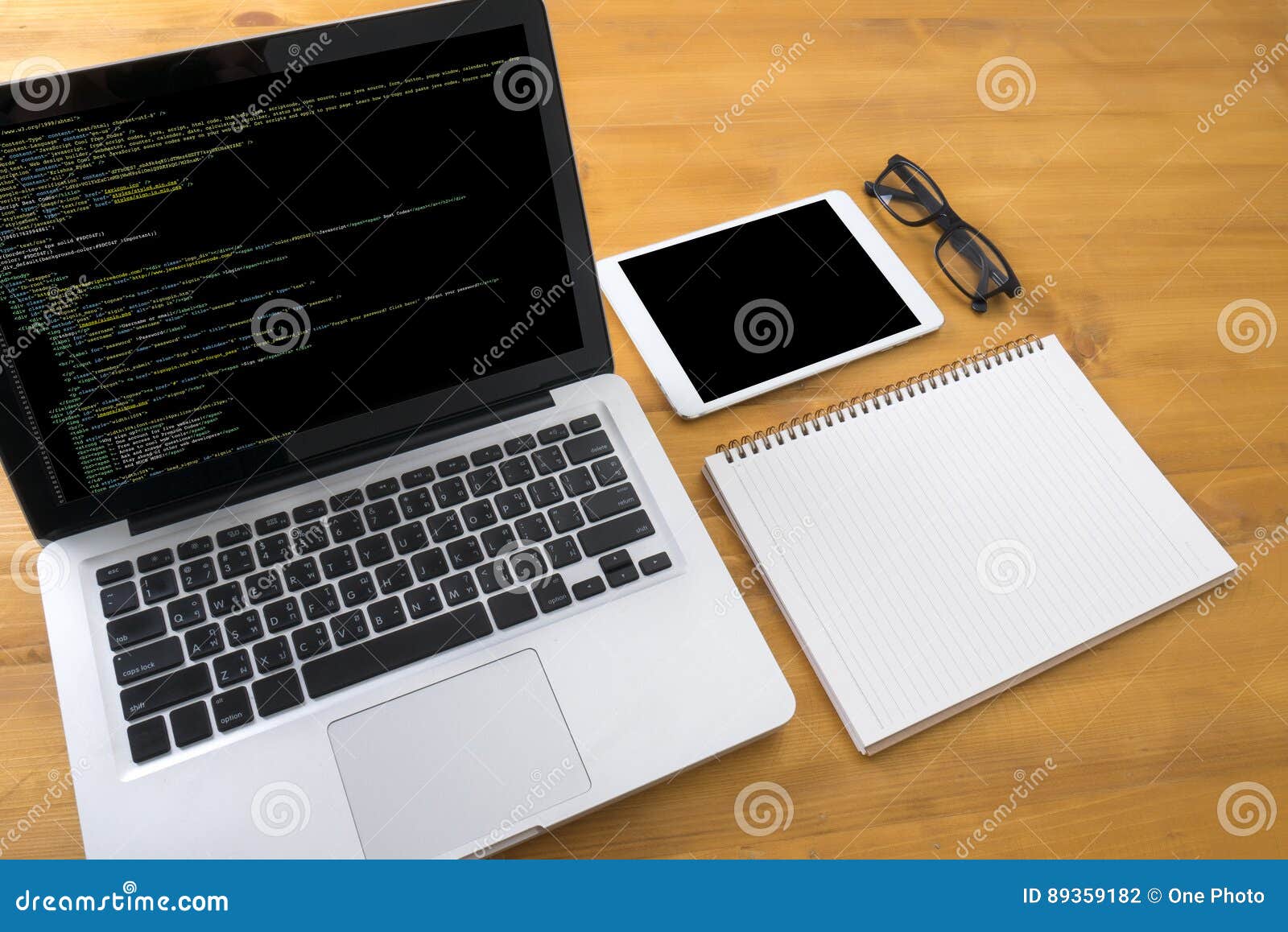 Developer Team Working Laptop Computer Mobile Application Softw Stock ...