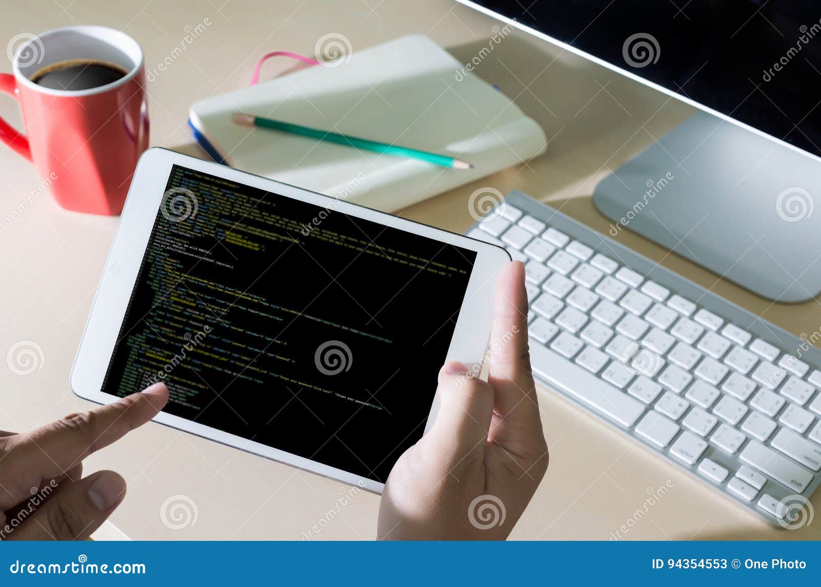Developer Team Working Laptop Computer Mobile Application Softwareand Web Design Online