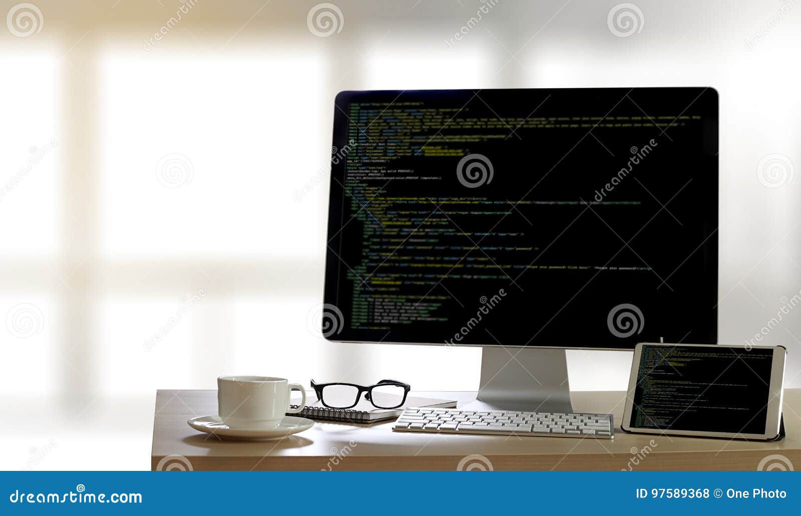 Developer Team Working Laptop Computer Mobile Application Softwareand ...