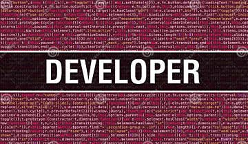 Developer Text Written on Programming Code Abstract Technology ...