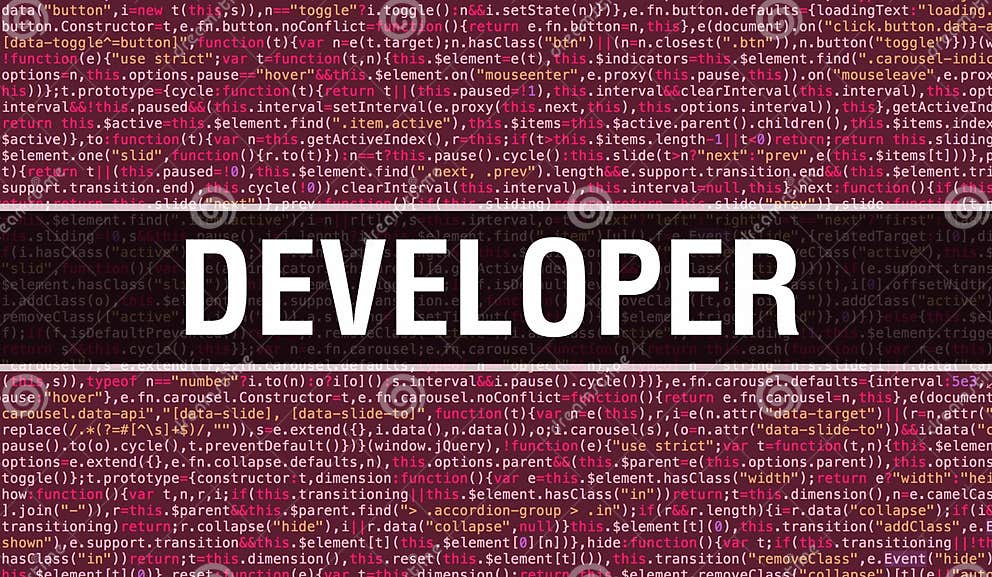 Developer Text Written on Programming Code Abstract Technology ...