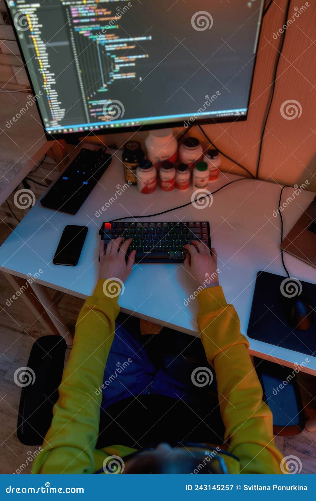 It Developer Type And Program Script On Computer Stock Image Image Of Freelancer Software