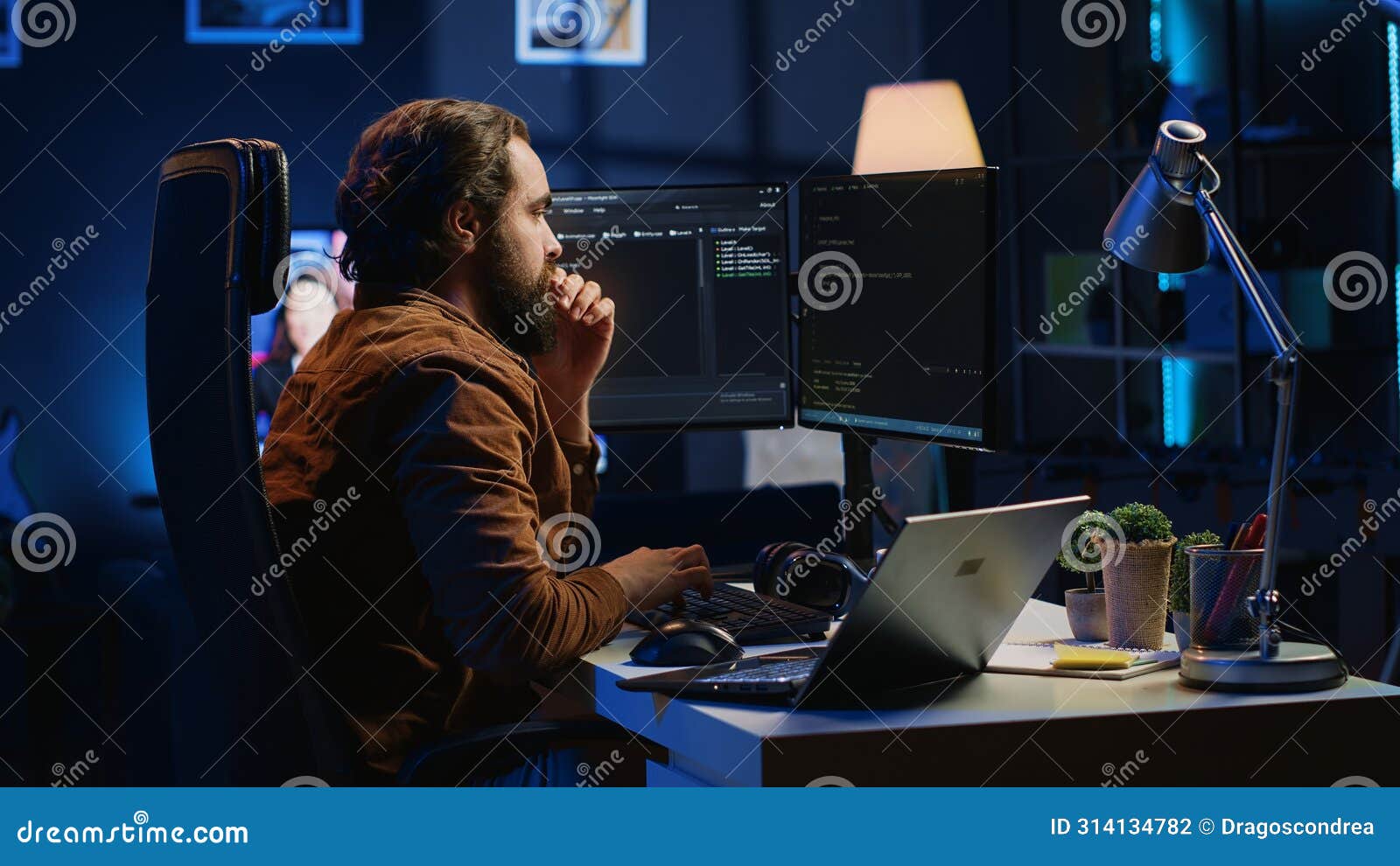 Developer Typing Code in Home Office To Develop Software Application ...