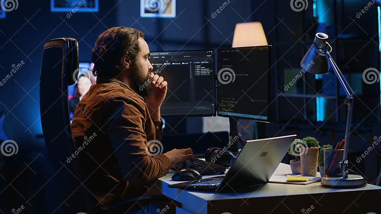 Developer Typing Code in Home Office To Develop Software Application Stock Photo - Image of ...