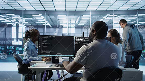 Developer Typing Code on PC To Mend Data Center Racks Stock Photo - Image of development, cloud ...