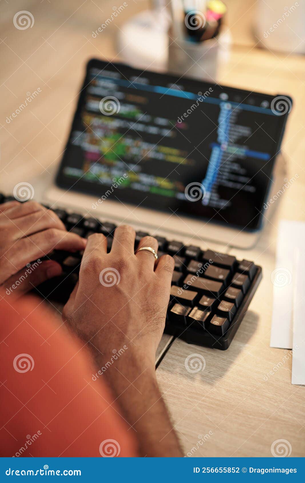 Developer Typing on Keyboard Stock Photo - Image of testing, coworker ...