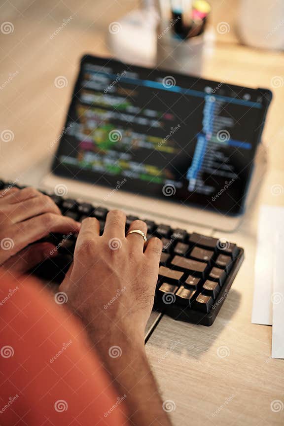 Developer Typing on Keyboard Stock Photo - Image of testing, coworker ...