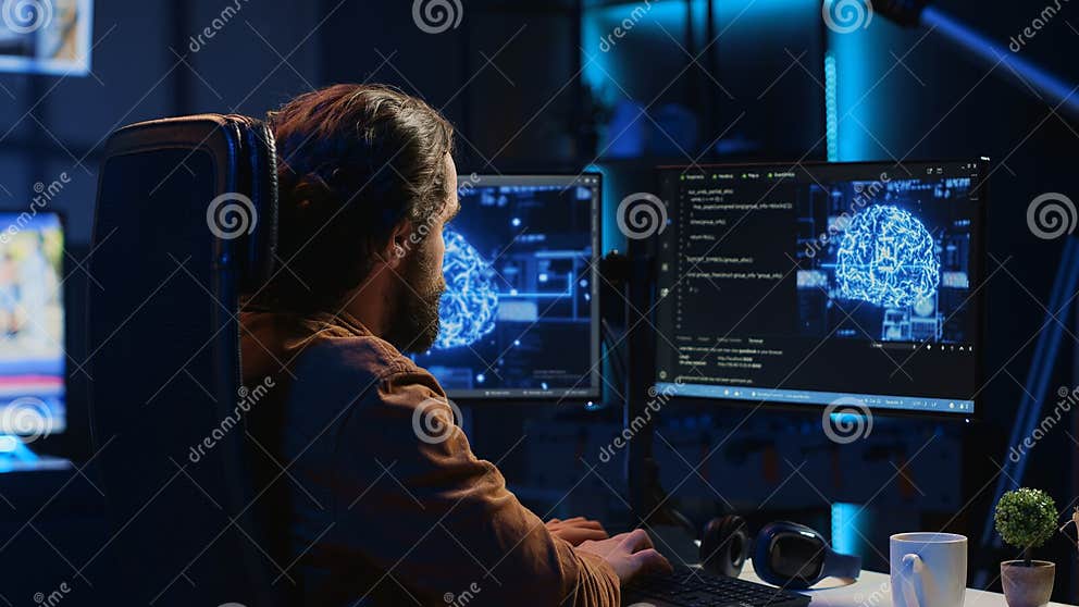 Developer Uses Computer To Update Artificial Intelligence Neural ...