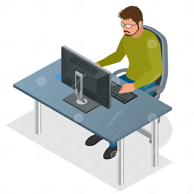 Developer Using Laptop Computer. Web Development Concept. Web Programming Concept Stock Vector ...