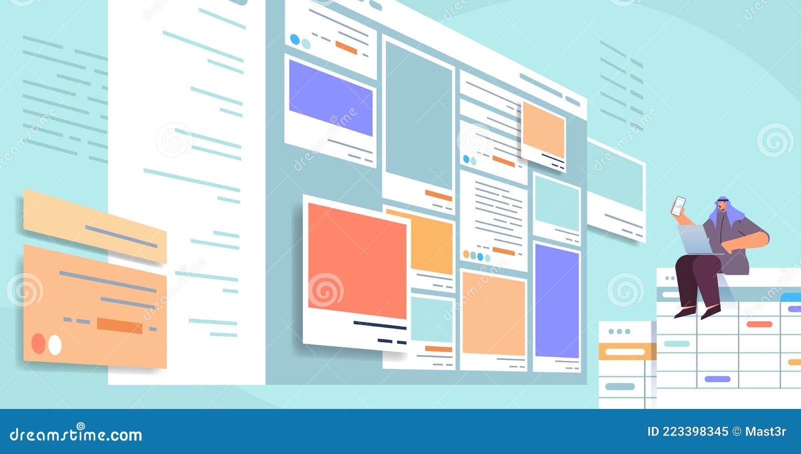 Developer Using Smartphone Creating Mobile App Ui Interface Web Application Development Program