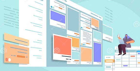 Developer Using Smartphone Creating Mobile App Ui Interface Web Application Development Program ...