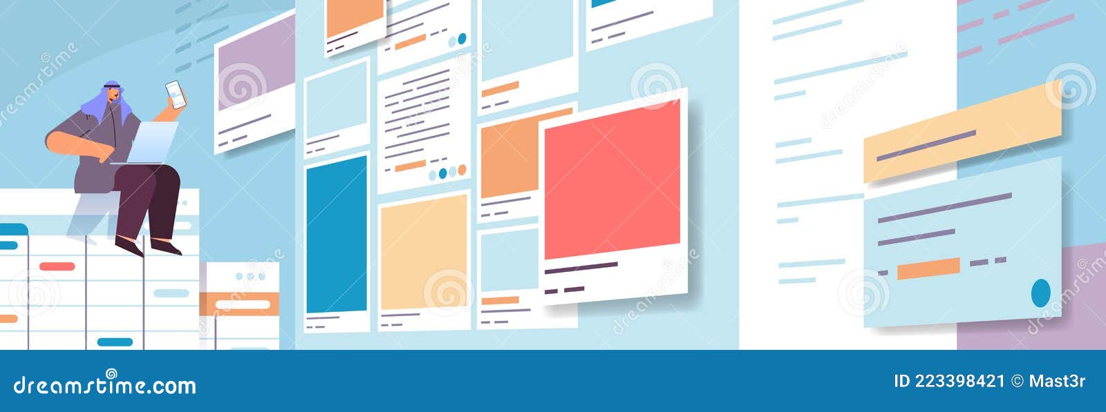 Developer Using Smartphone Creating Mobile App Ui Interface Web Application Development Program ...