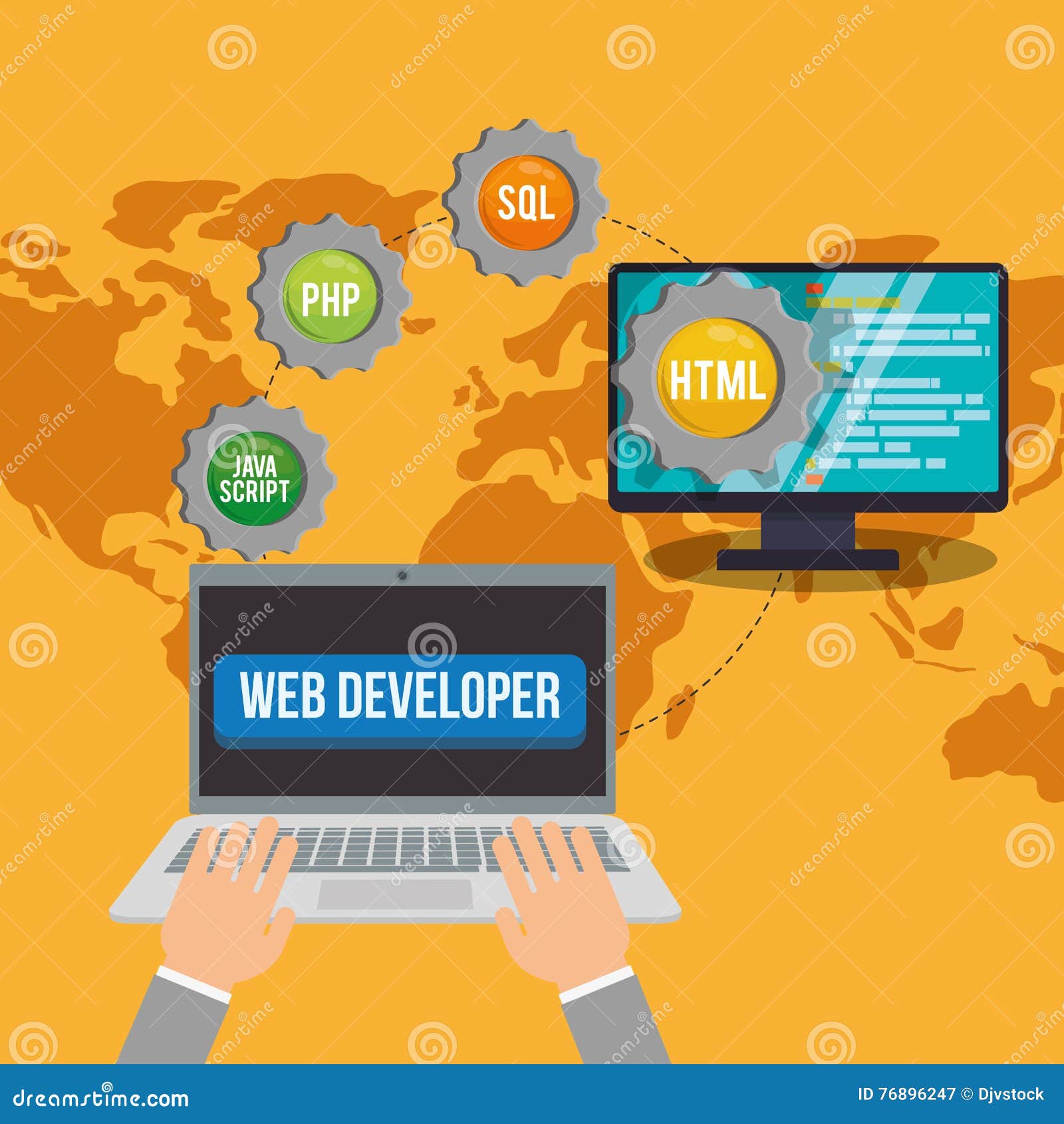 Developer Web Responsive Design Stock Vector - Illustration of office ...