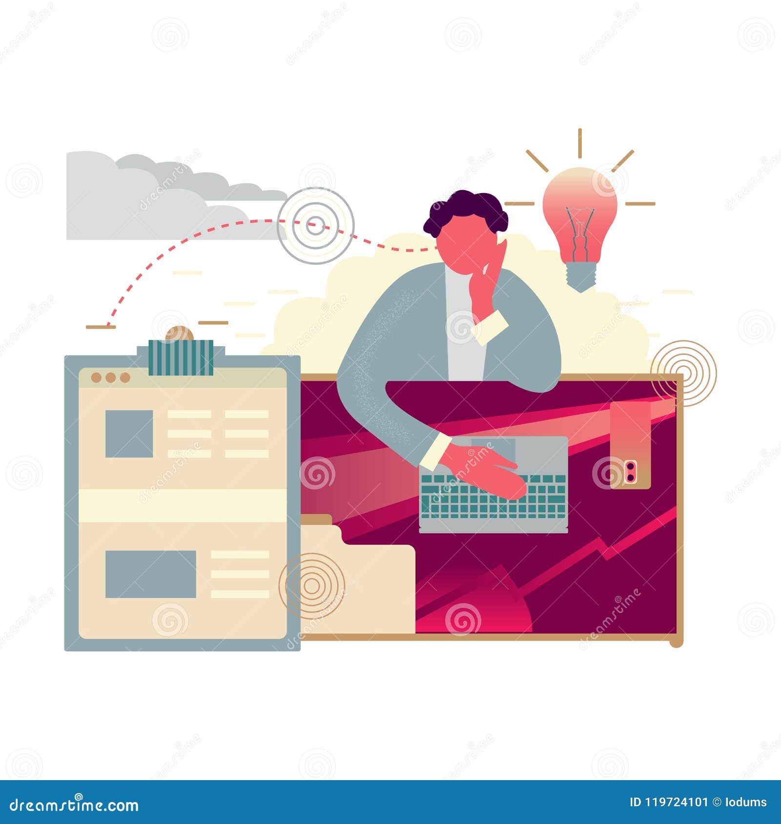 The Developer is Working on the Idea. Stock Vector - Illustration of ...