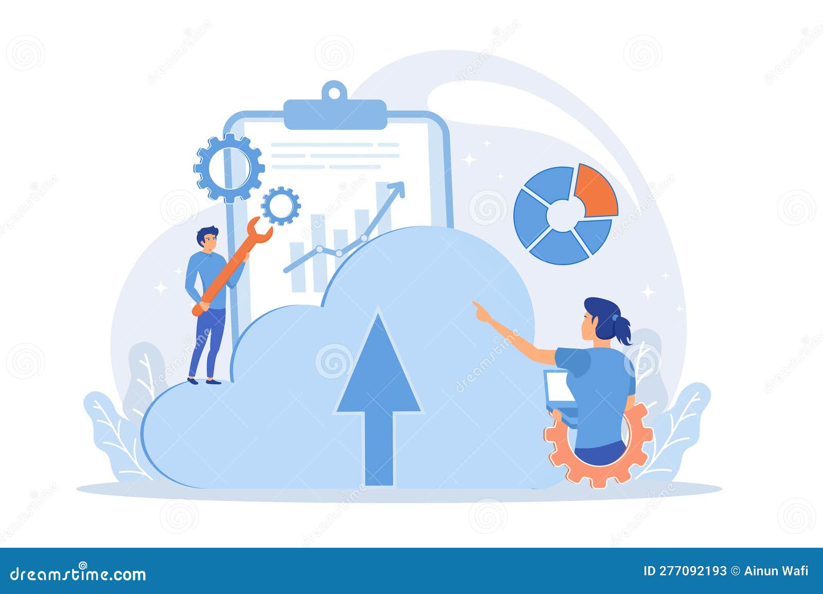 Developer Working on Laptop with Cloud Data. Computing Applications ...