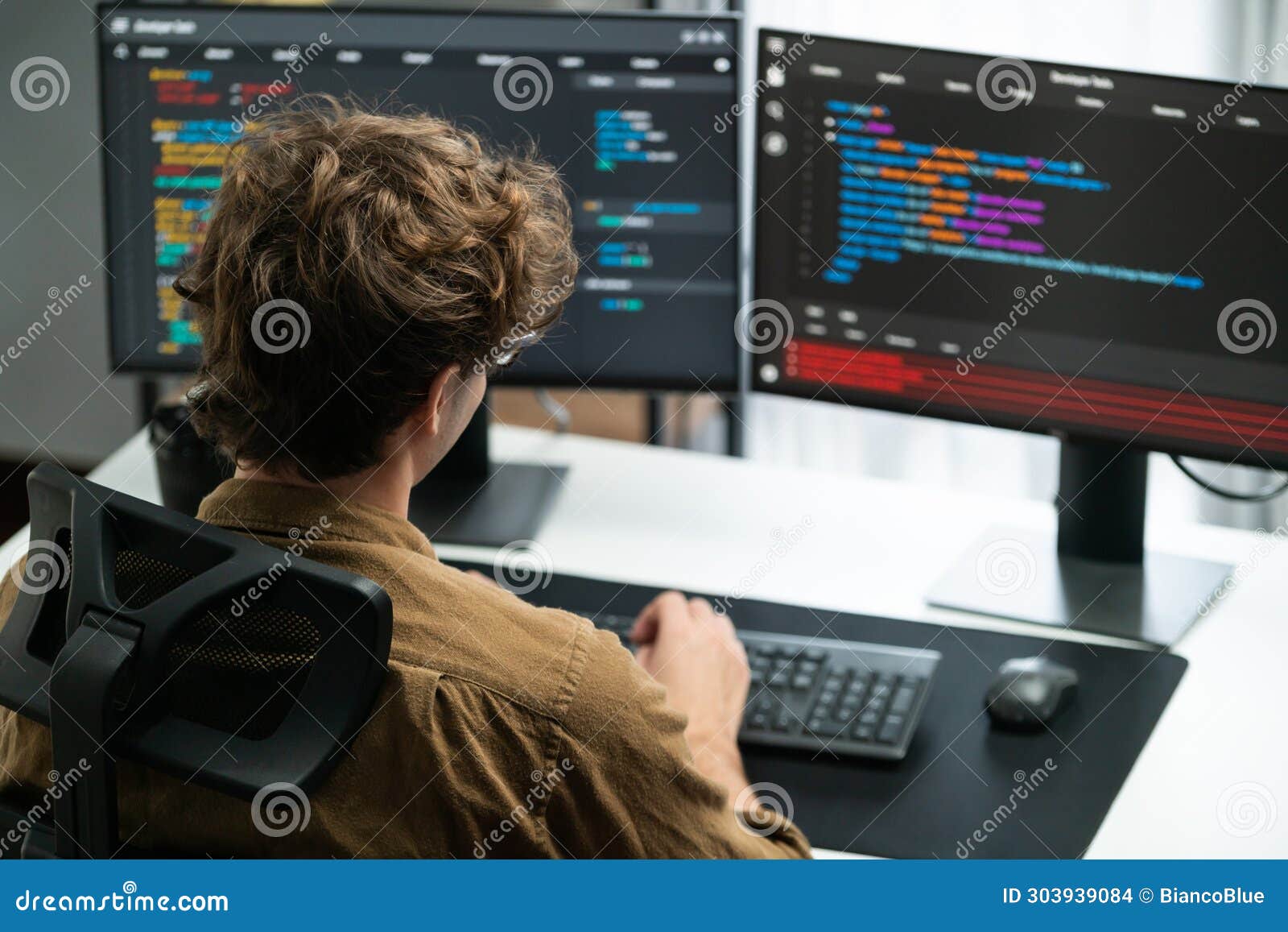 It Developer Working Online Software Development Coding on Pc Screens ...