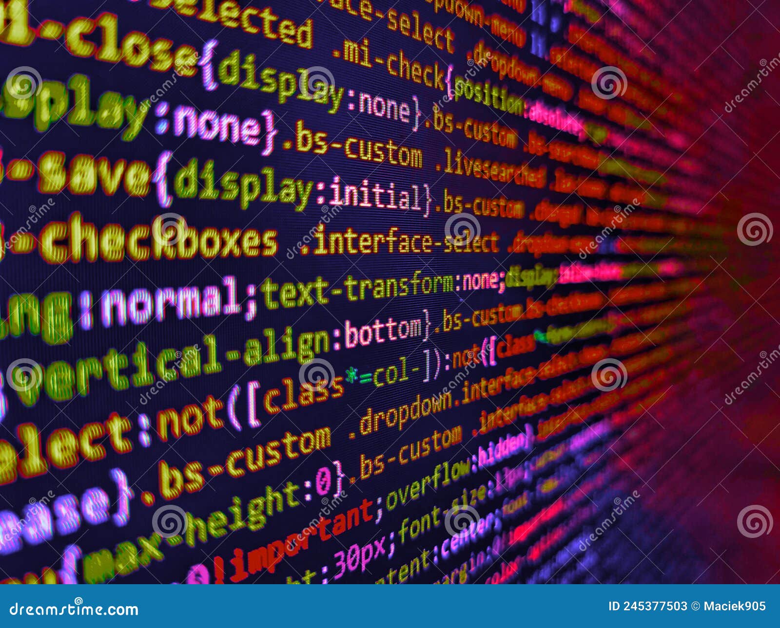 Developer Working on Program Codes. Simple Website HTML Code with Colourful Tags in Browser View ...