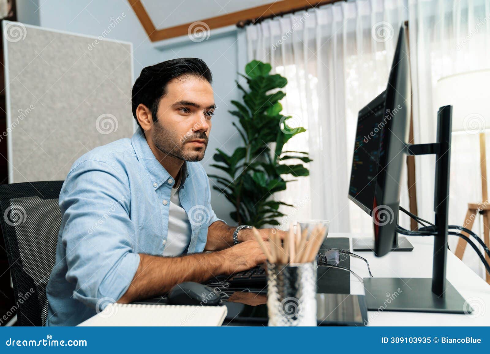 Developer Working Software Development Coding Two Computer Code Screen 2526