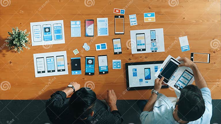 Developer Working on Ux Ui Design while Partner Working Together ...