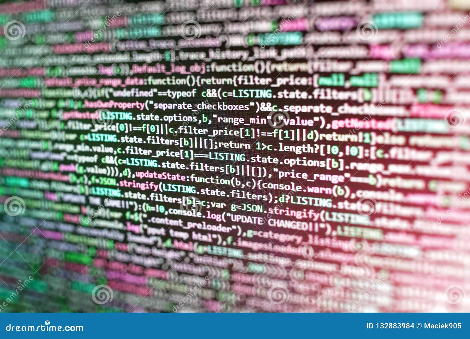 Developer Working on Web Sites Codes in Office. Abstract Screen of ...