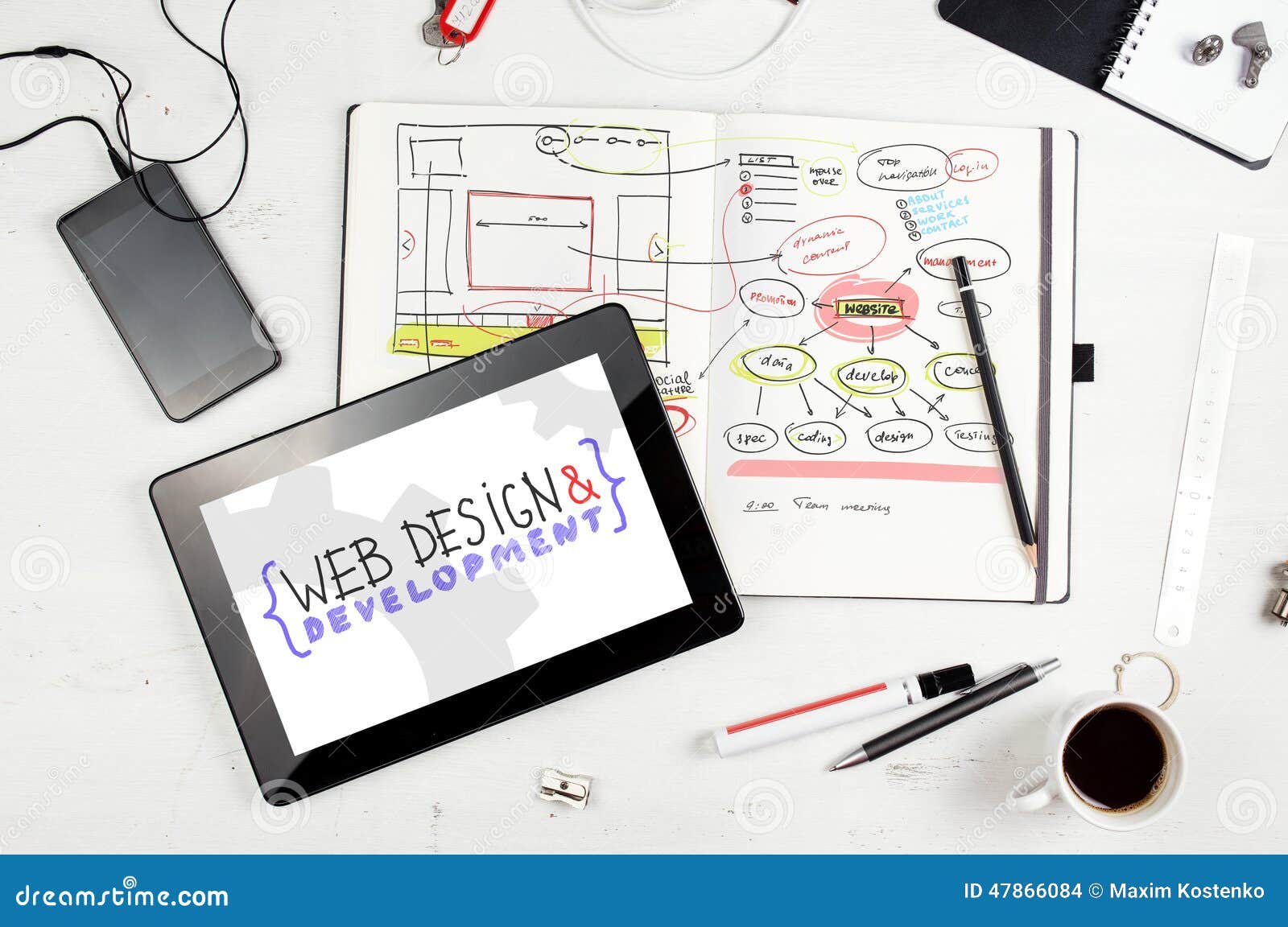 Developer workplace. stock photo. Image of planning, internet - 47866084