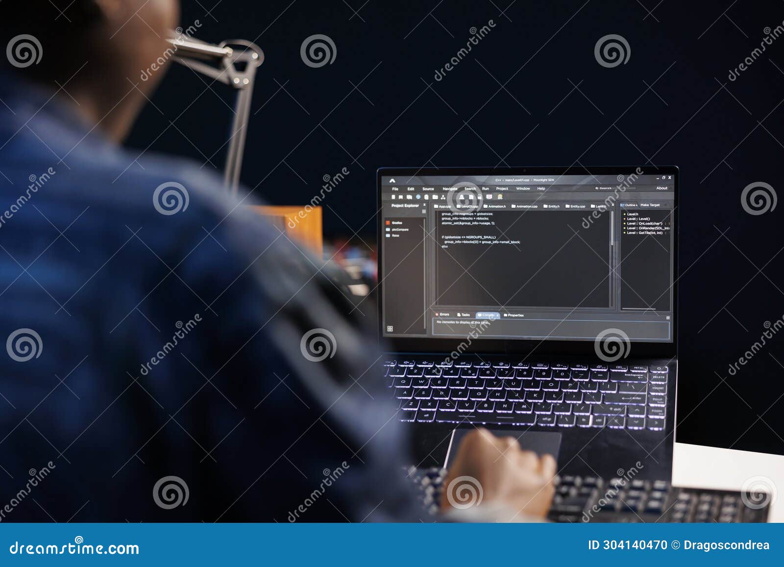 Developer Works on Data Center on Laptop Stock Photo - Image of ...