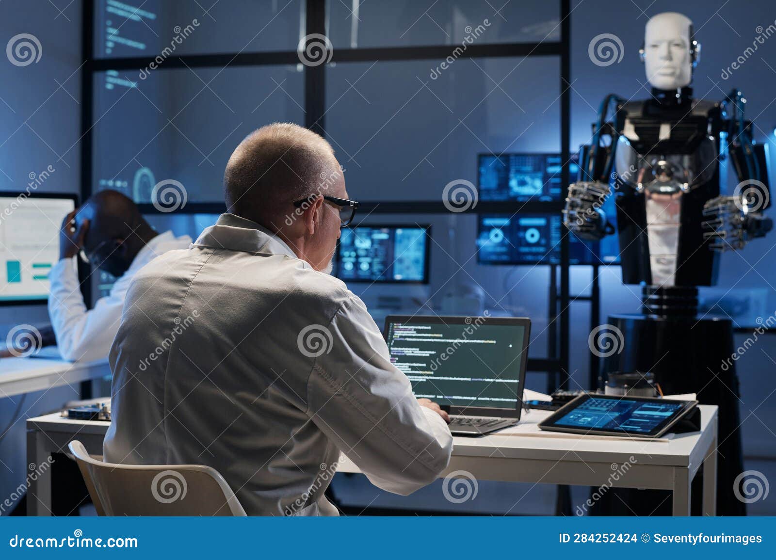 Developer Writing Codes on Laptop in Office Stock Photo - Image of ...