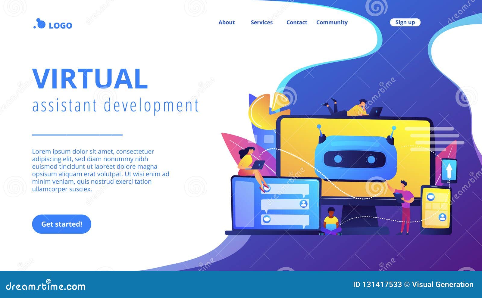 Chatbot Development Platformconcept Landing Page. Stock Vector ...