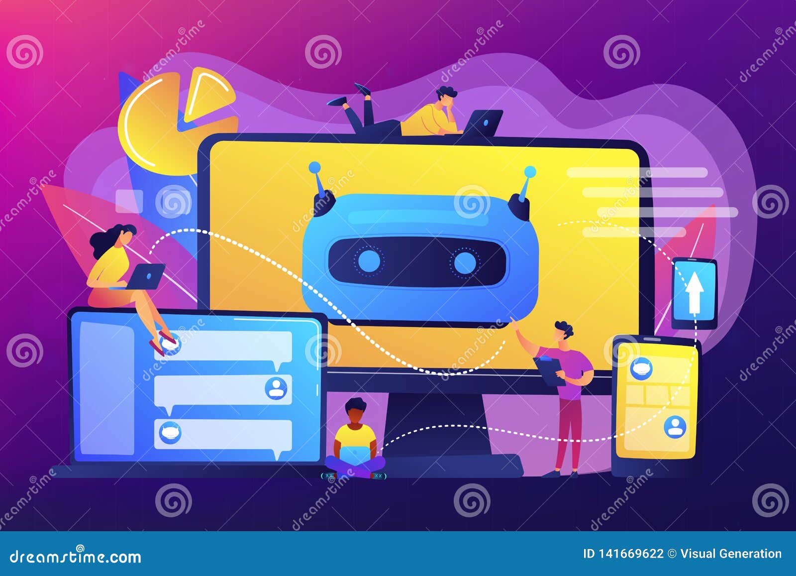 Chatbots Development. Digital Chatbot Assistant, Friendly Robots And ...