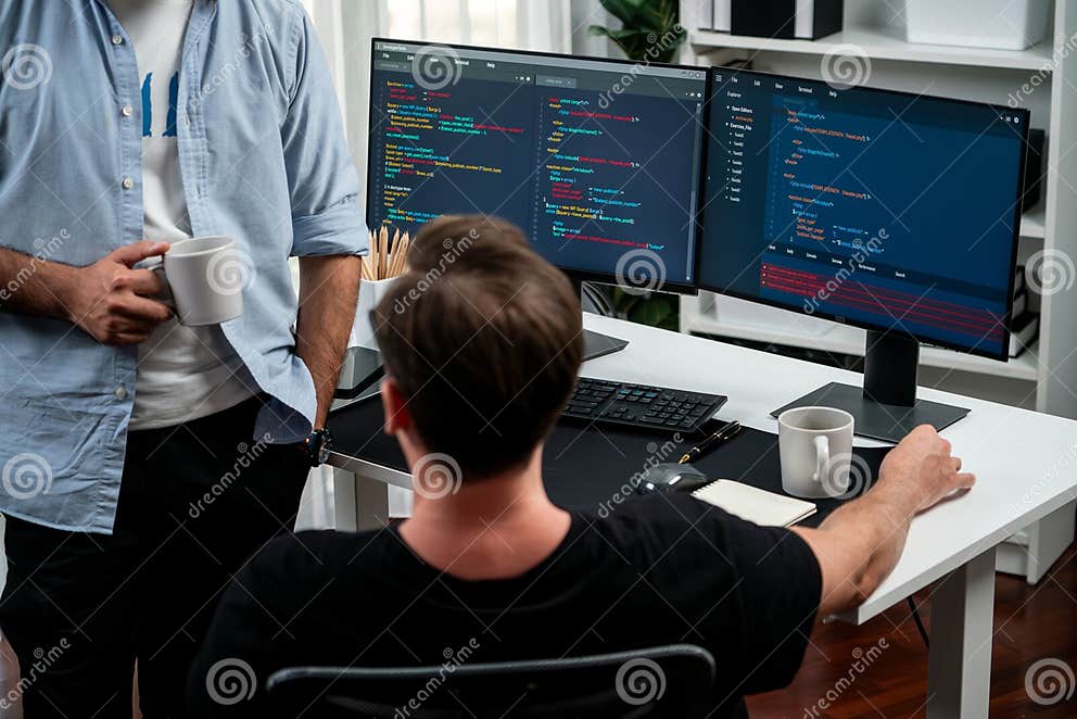It Developers Discussing Online Software Development Information. Sellable. Stock Photo - Image ...
