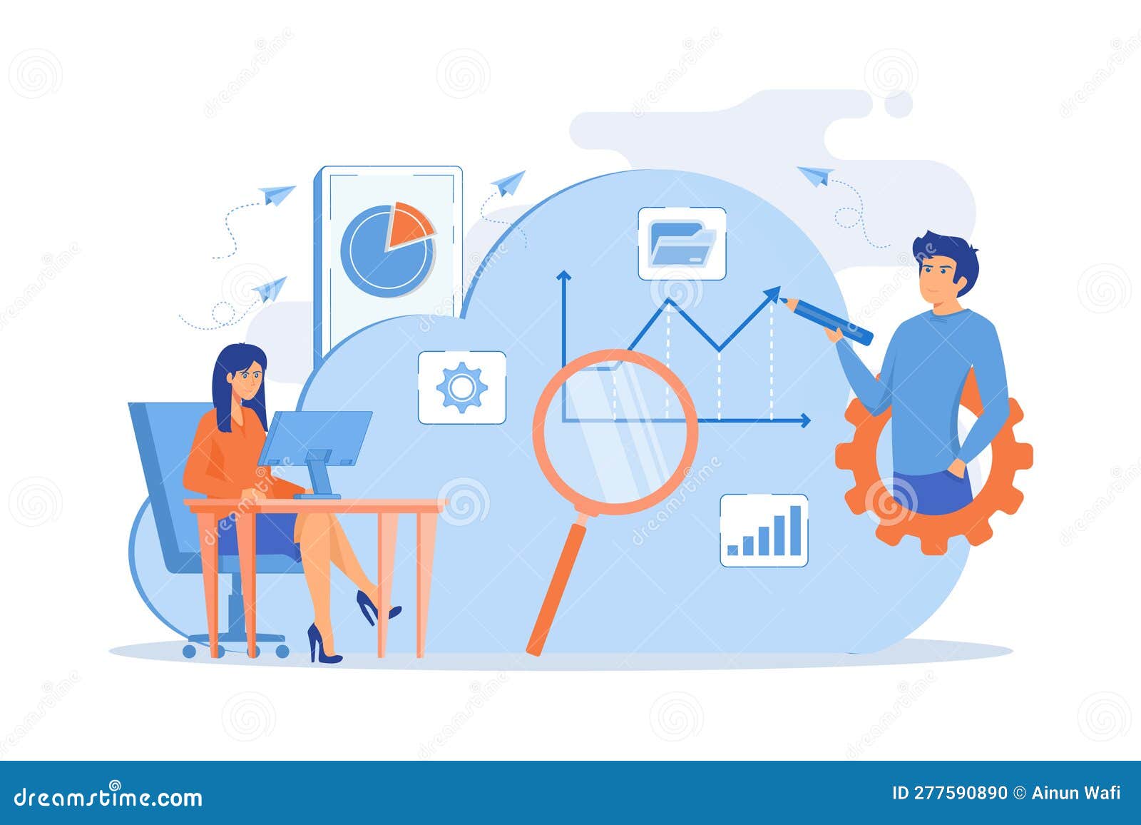 Developers Drawing Chart, Monitoring Applications. Computing Resourses, Operaing Data And ...