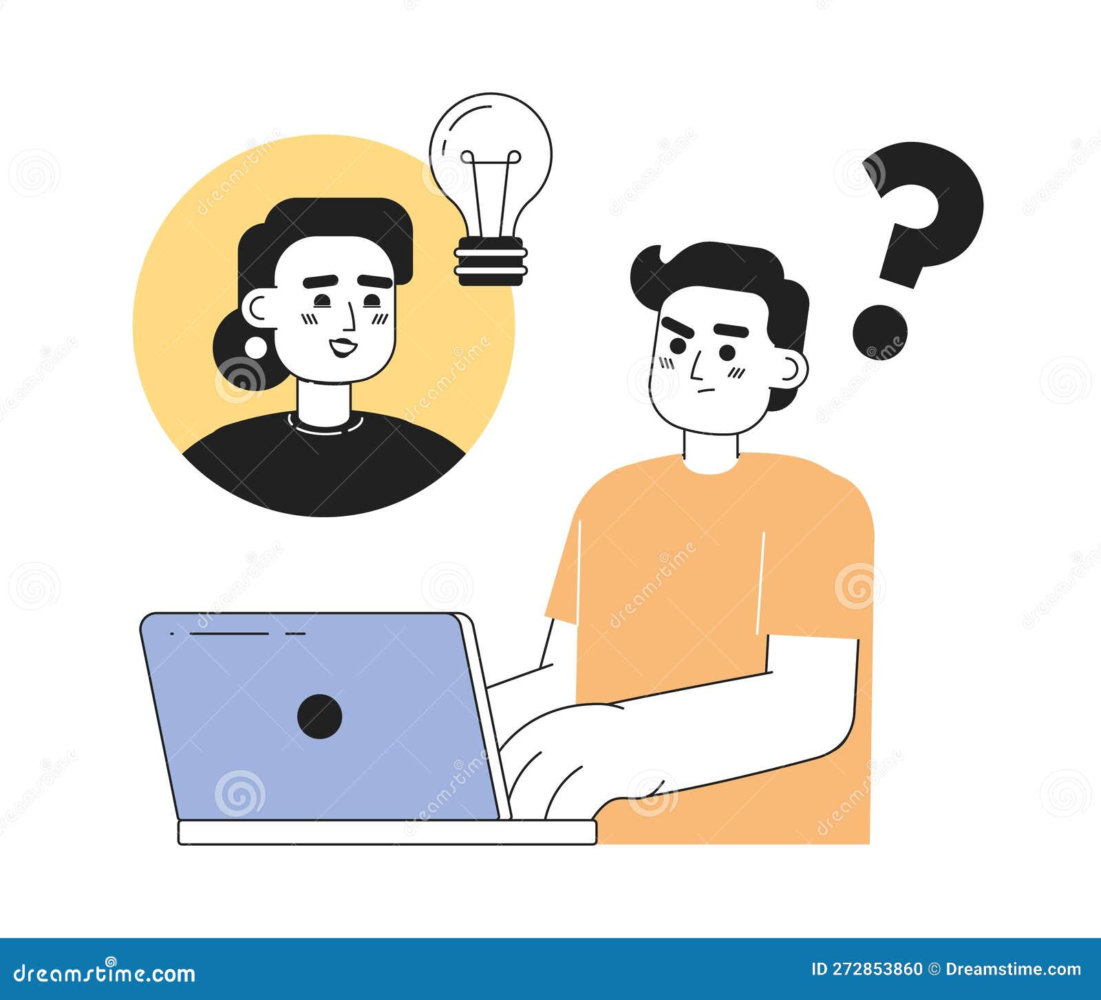 Developers in Remote Team Line Concept Vector Spot Illustration Stock ...