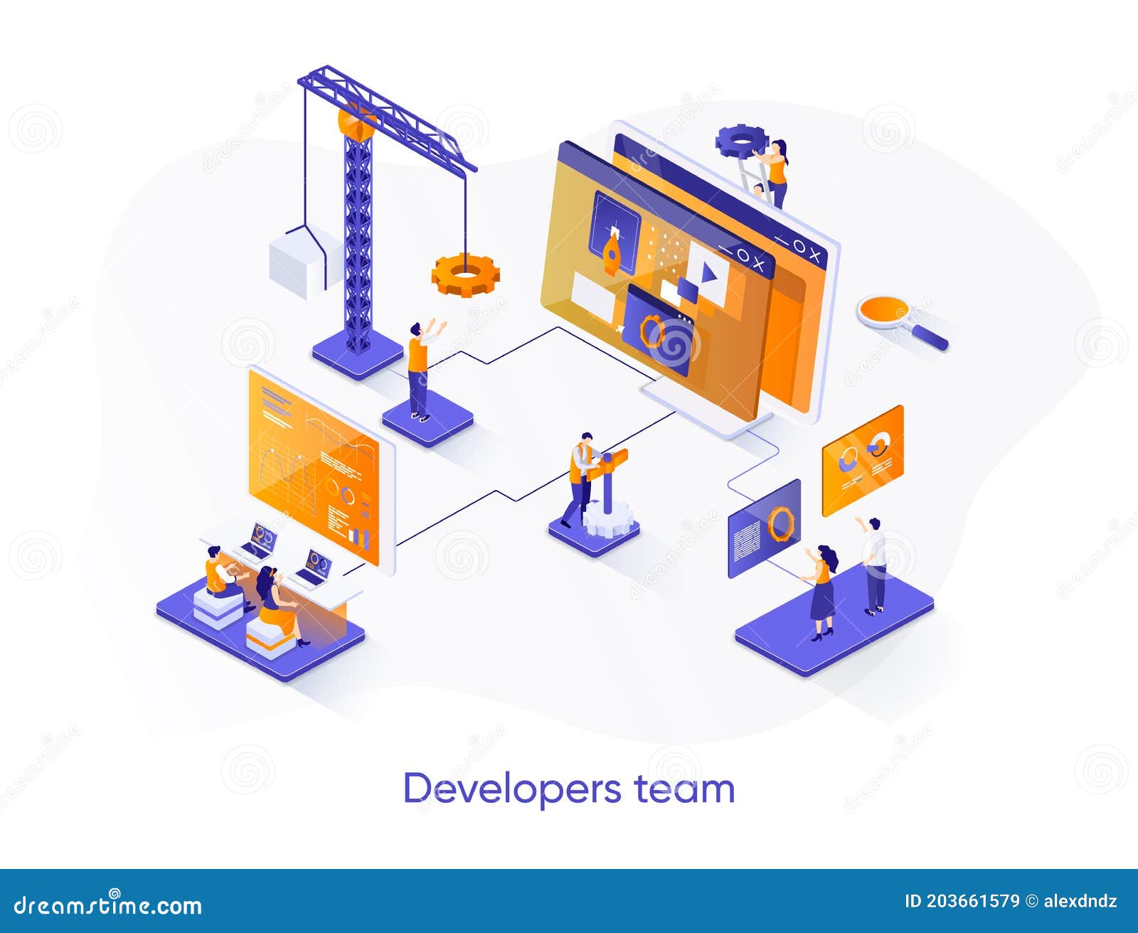 Developers Team Isometric Web Banner Stock Vector Illustration Of