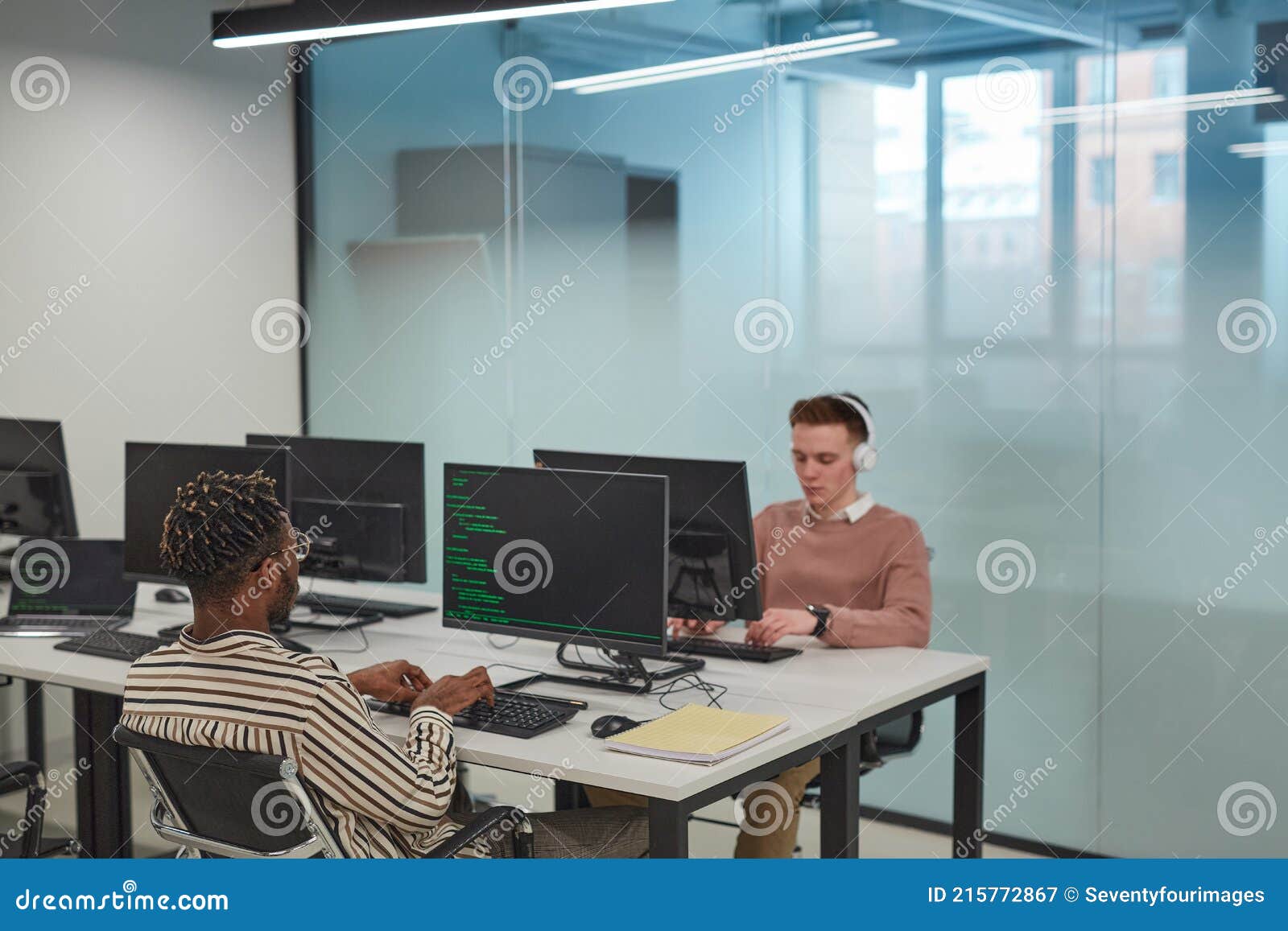 It Developers Working at Computer Desks in Office Stock Image - Image ...