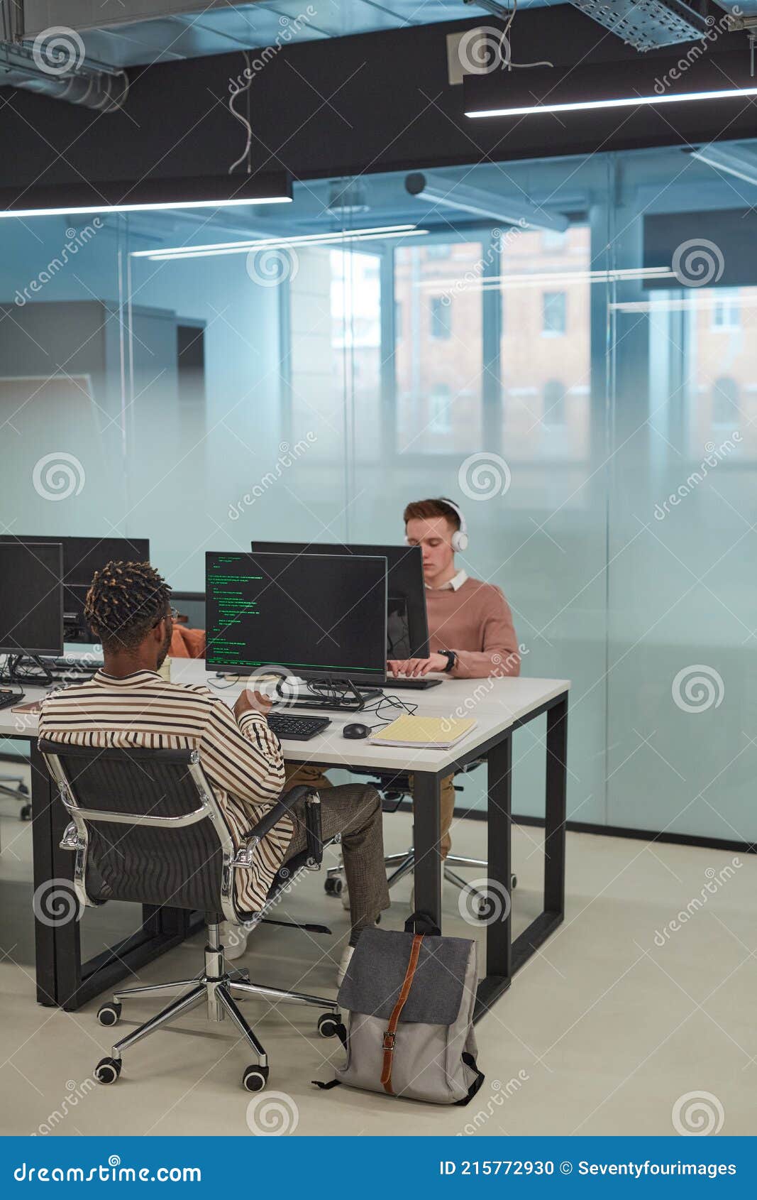 It Developers Working at Desks in Office Stock Photo - Image of ...