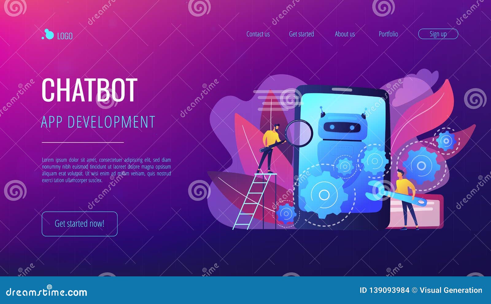 Chatbot App Developmentconcept Landing Page. Stock Vector - Illustration of infographic ...