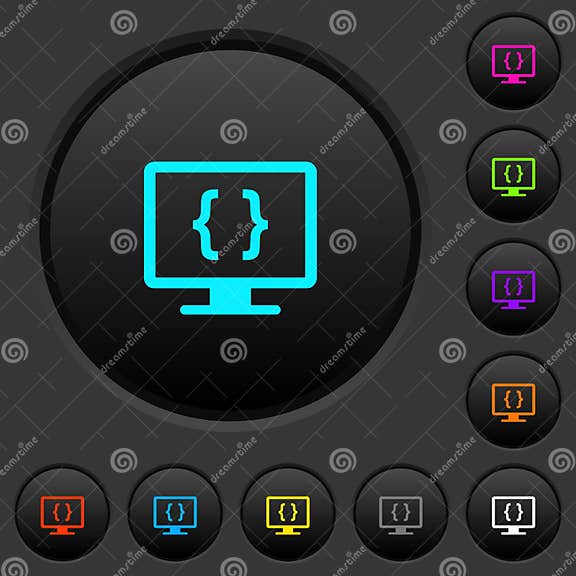 Developing Application Dark Push Buttons with Color Icons Stock Vector ...